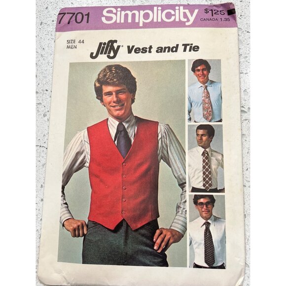 Simplicity | Office | Simplicity 77 Mens Jiffy Vest Tie Sewing Pattern ...